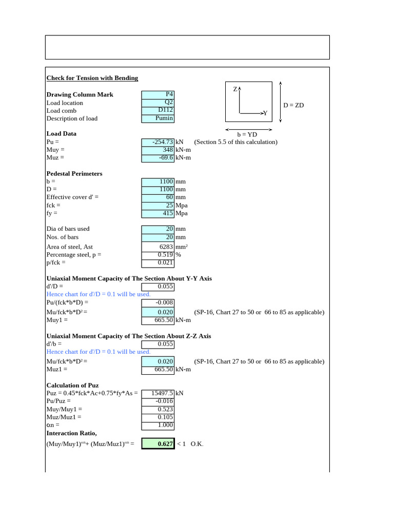 COLUMN-Tension With Bending | PDF