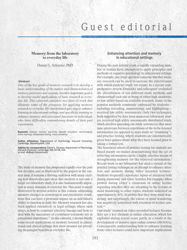 Enhancing Memory in Daily Life | PDF | Memory | Mind Wandering