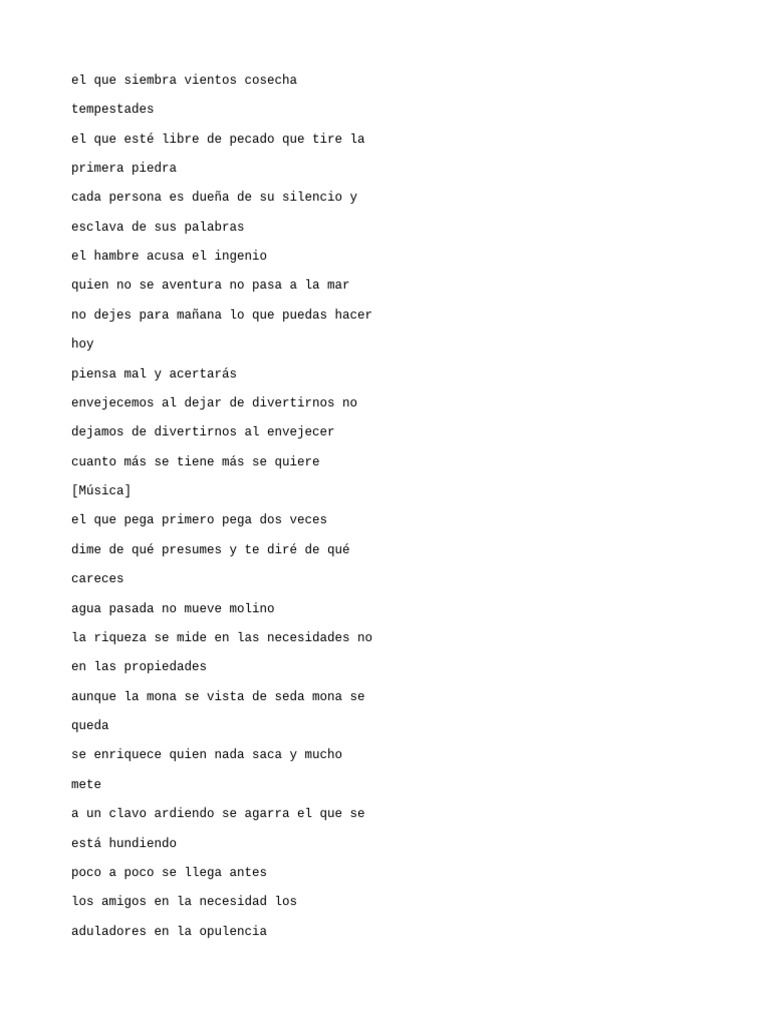 Refranes Populares y Sabiduría Cotidiana | PDF