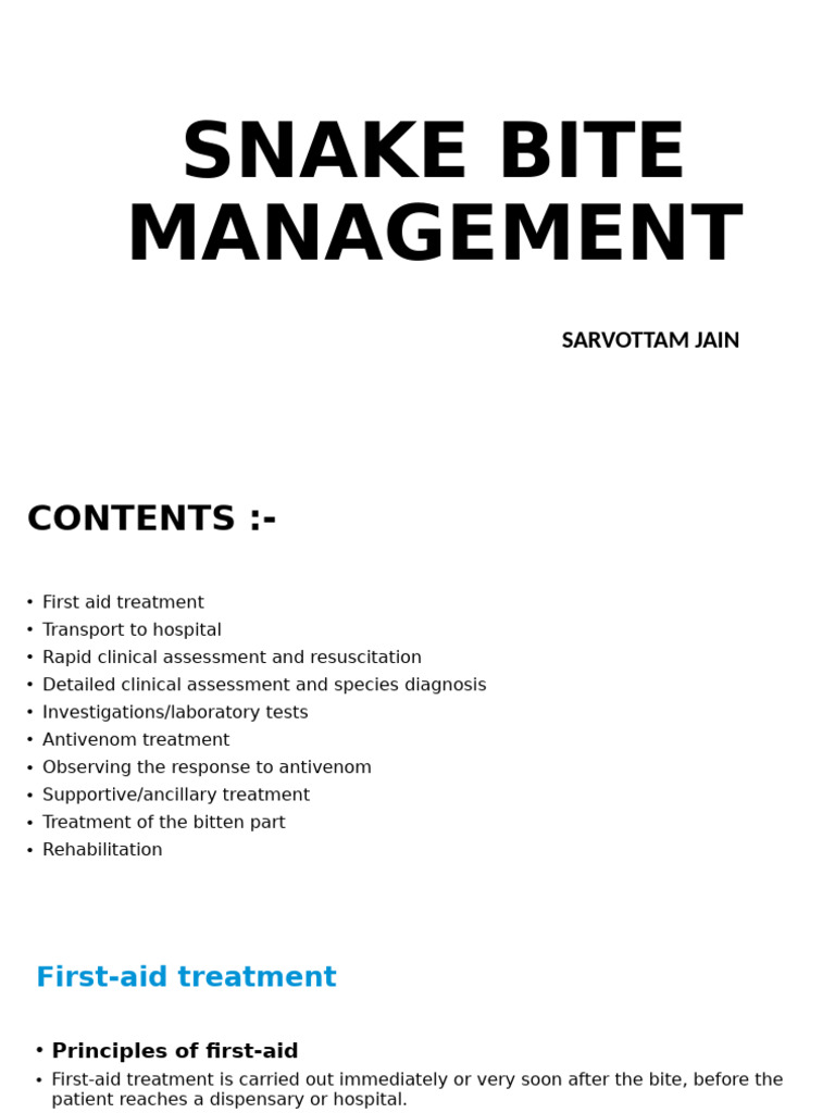 Snake Bite Management | PDF | Blood | First Aid