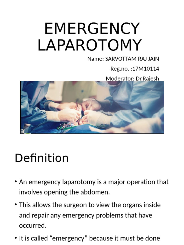 Emergency Laparotomy | PDF | Peritoneum | Medical Emergencies