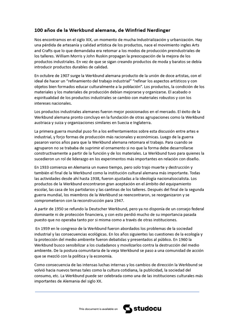100 Años de La Werkbund Alemana, de Winfried Nerdinger | PDF | Alemania ...