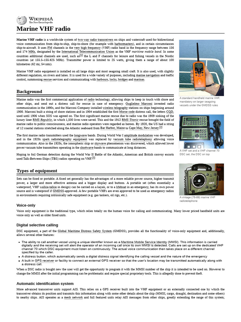 Marine VHF Radio Overview and Uses | PDF | Radio Wave | Radio Technology