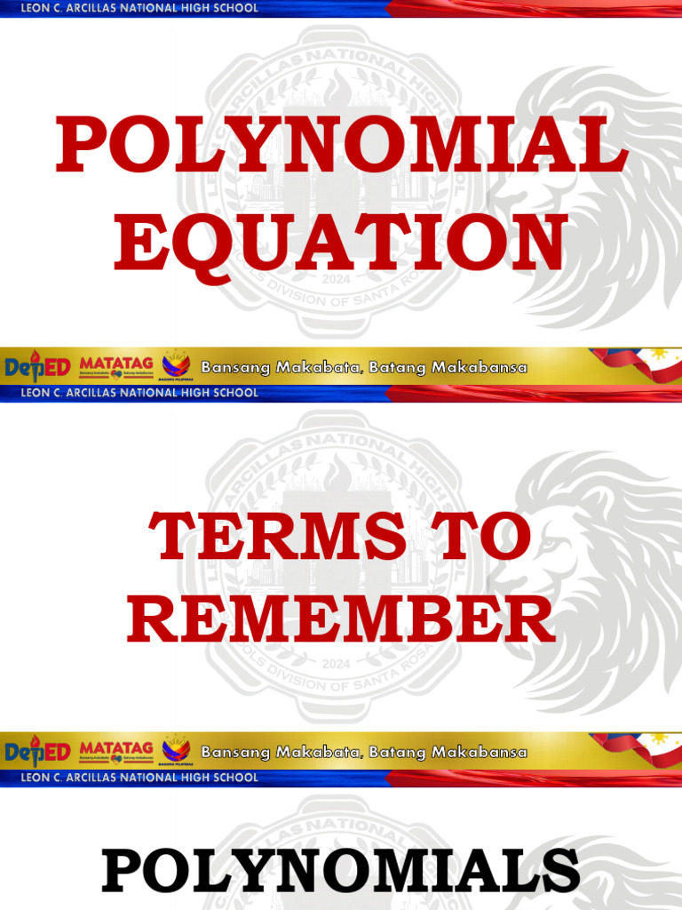 Week 8 Polynomial Equation | PDF | Polynomial | Factorization