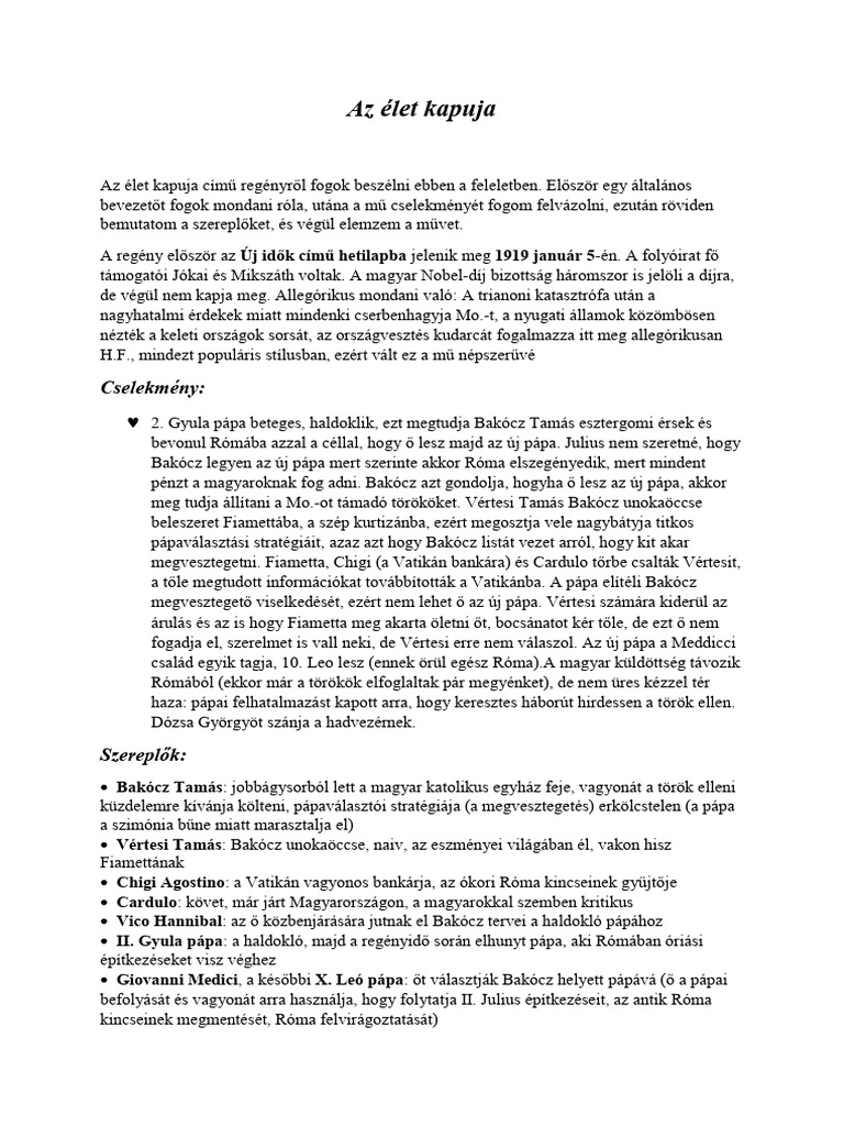 Az Élet Kapuja | PDF