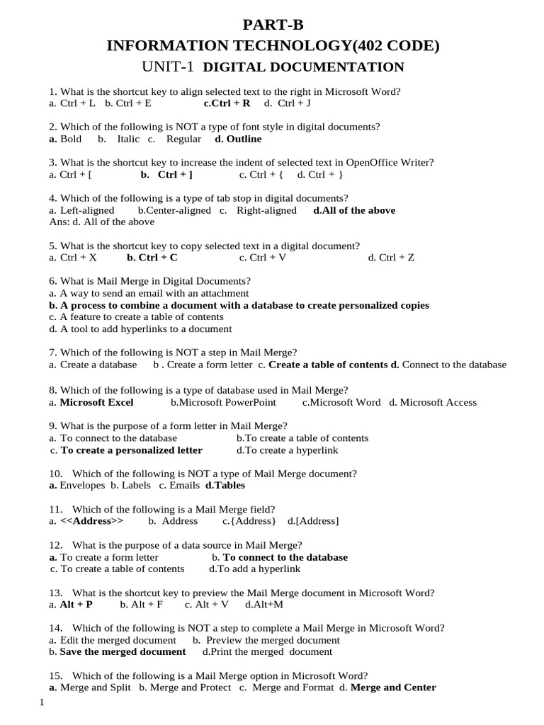 Final Part - B It Revision Class 10 | PDF | Microsoft Word | Page Layout