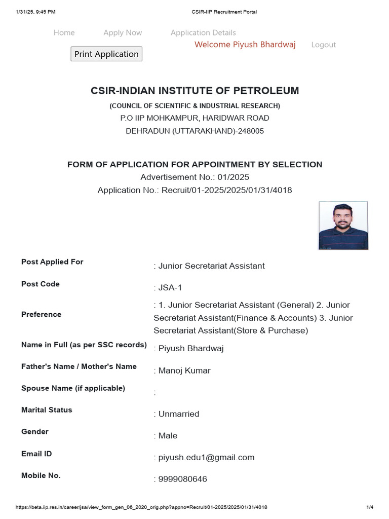 CSIR IIP JSA Recruitment 2025 Details | PDF