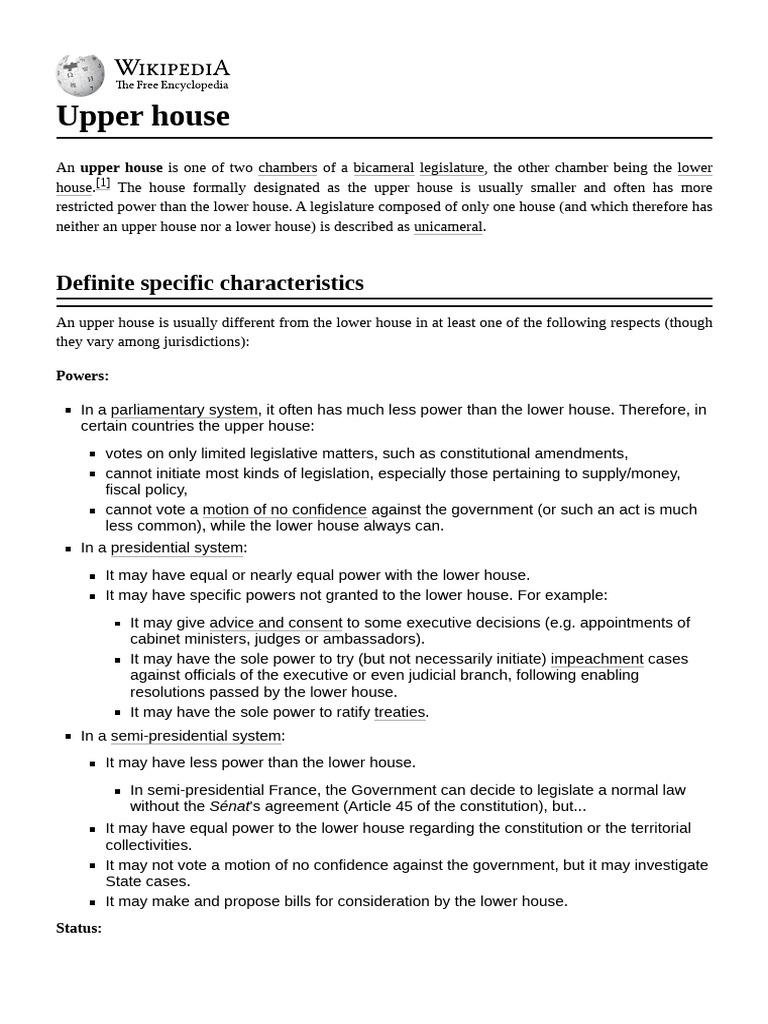 Upper_house | PDF | Government | Political Charters