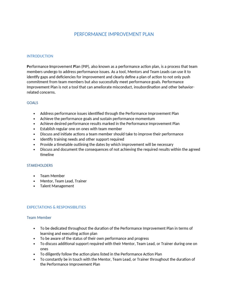 Effective Performance Improvement Plan Guide | PDF | Talent Management ...