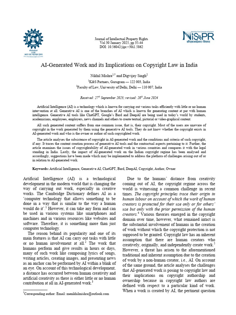 JIPR-209 Corrected Proof | PDF | Artificial Intelligence | Intelligence (AI) & Semantics