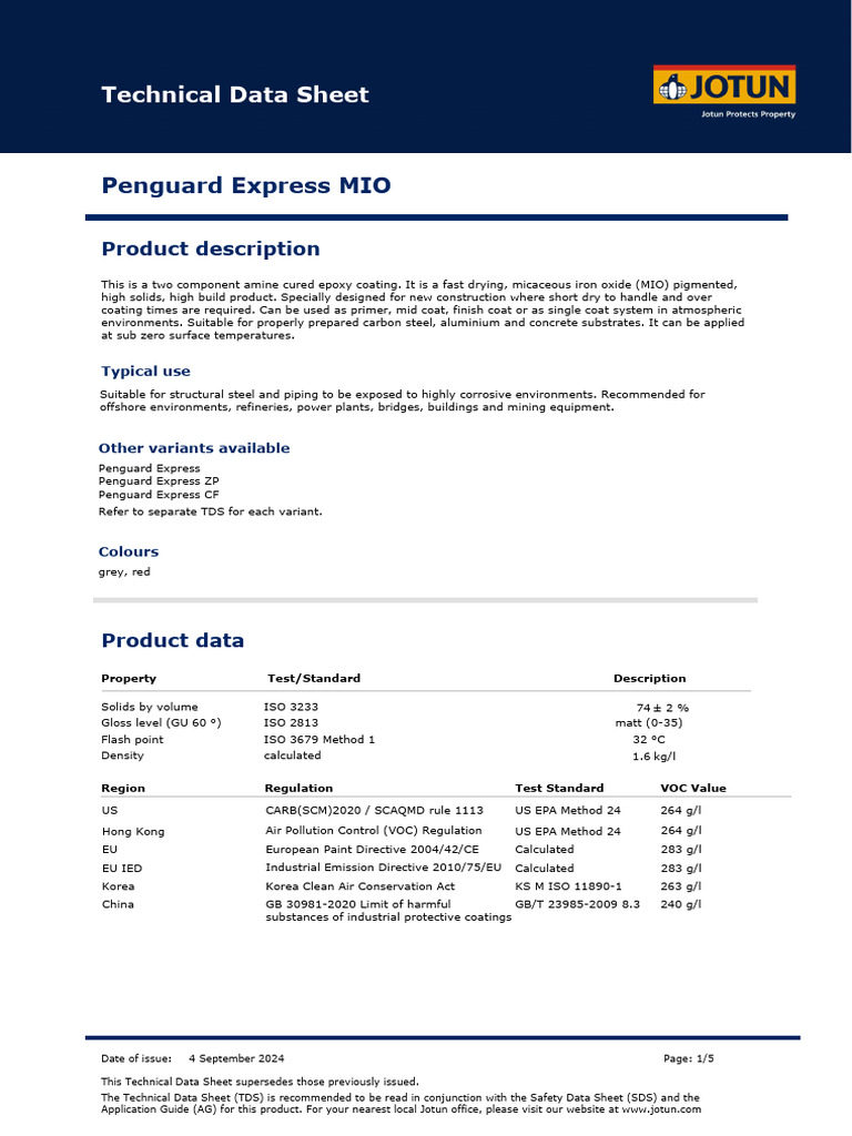 Penguard Express MIO Technical Data Sheet | PDF | Paint | Epoxy