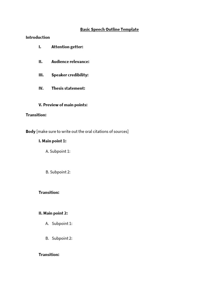 Informative Speech Worksheet 6_Basic Outline Template | PDF