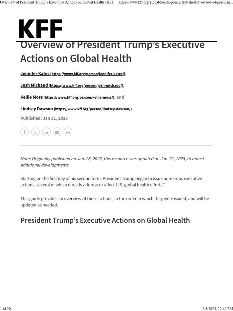 Overview of President Trump's Executive Actions On Global Health - KFF ...