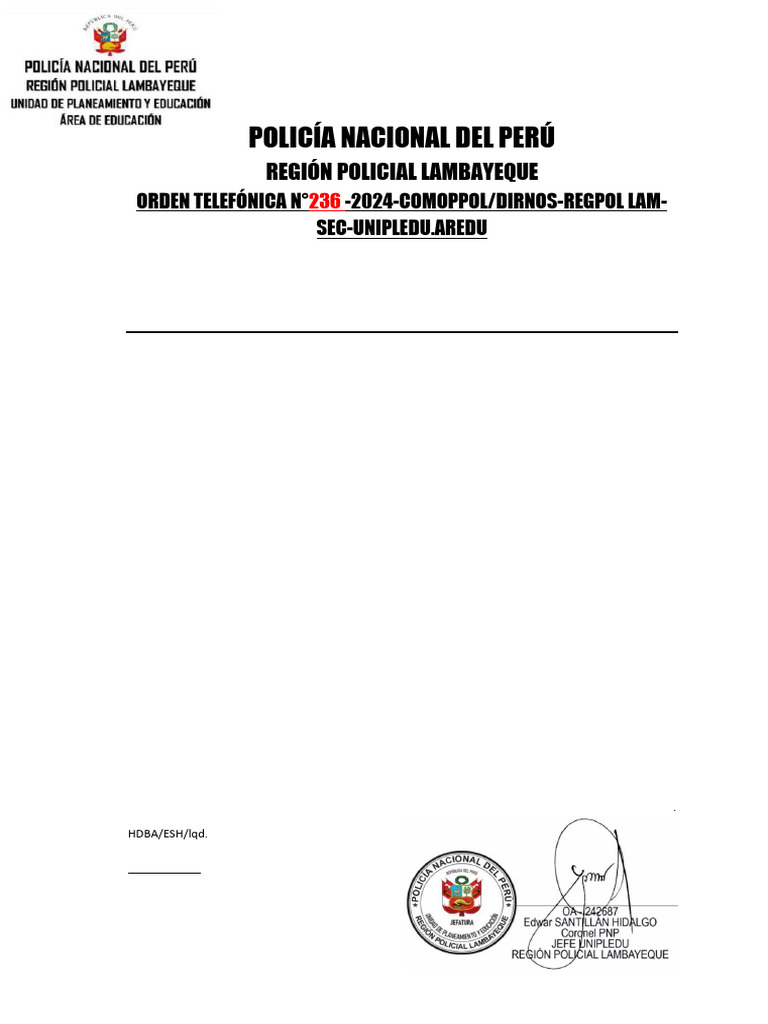 Ot N°236 - Upiat-Capacitación 11 y 12 Dic | PDF | Policia militar | Perú
