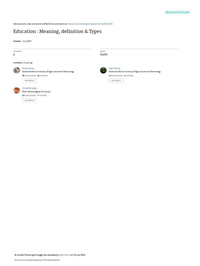 Education Meaning Definition Types | PDF