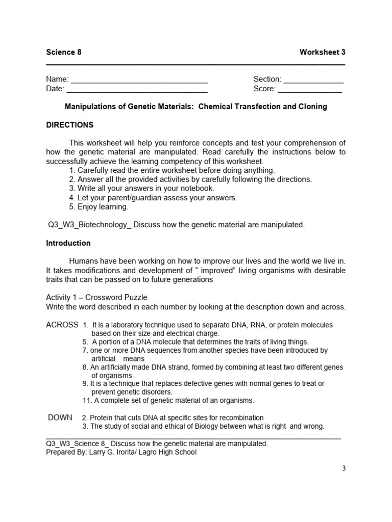 Q3_-module-3 | PDF | Molecular Cloning | Dna