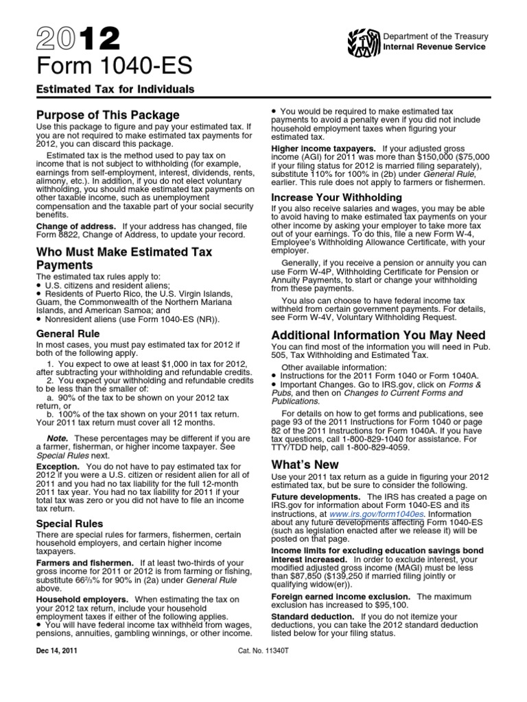 1040 ES Form | PDF | Finance & Money Management