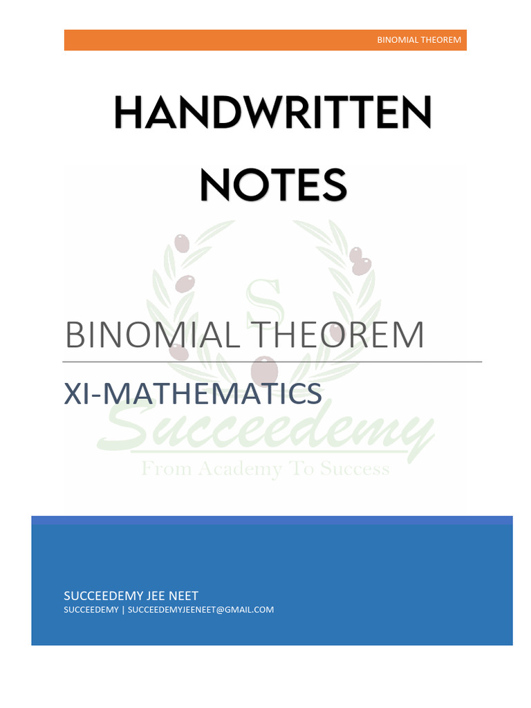 5 BINOMIAL THEOREM @succeedemy | PDF | You Tube