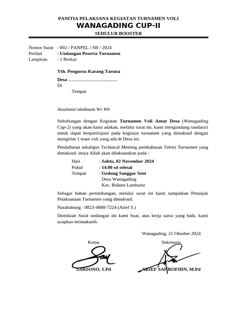 Undangan Turnamen | PDF