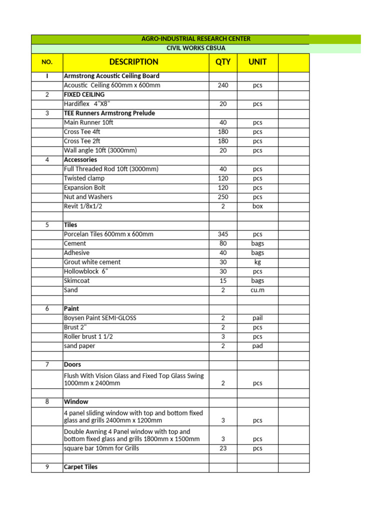 Sample Retrofitting Estimates | PDF | Tile | Architectural Elements