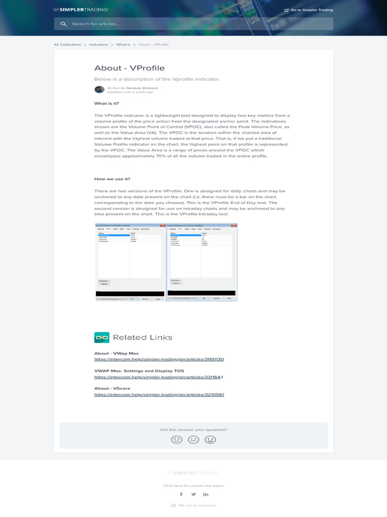 About - VProfile _ Simpler Trading Help Center | PDF