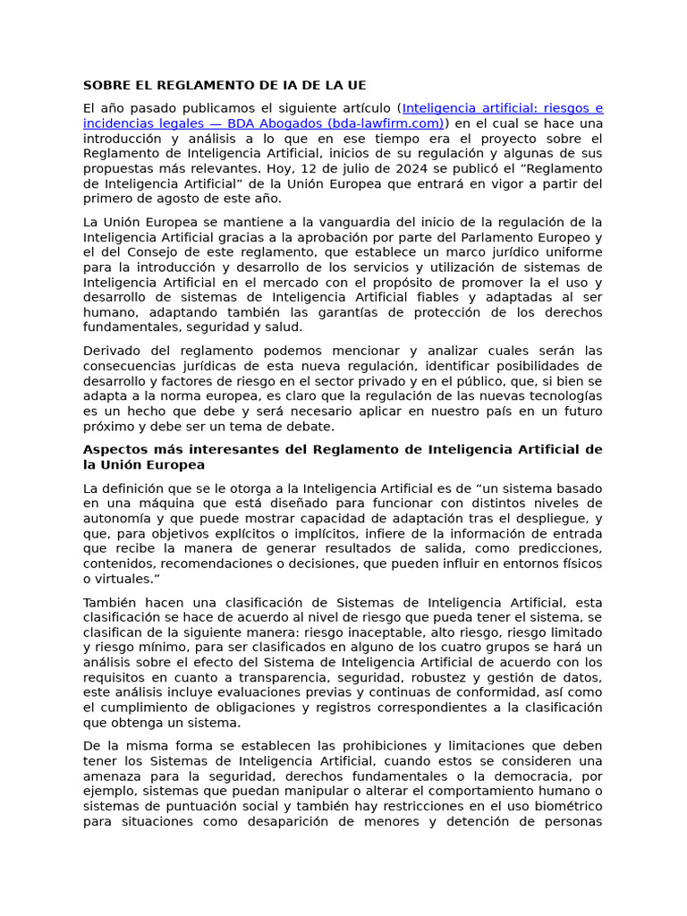Sobre El Reglamento de Ia de La Ue | PDF | Inteligencia artificial | Inteligencia (IA) y semántica