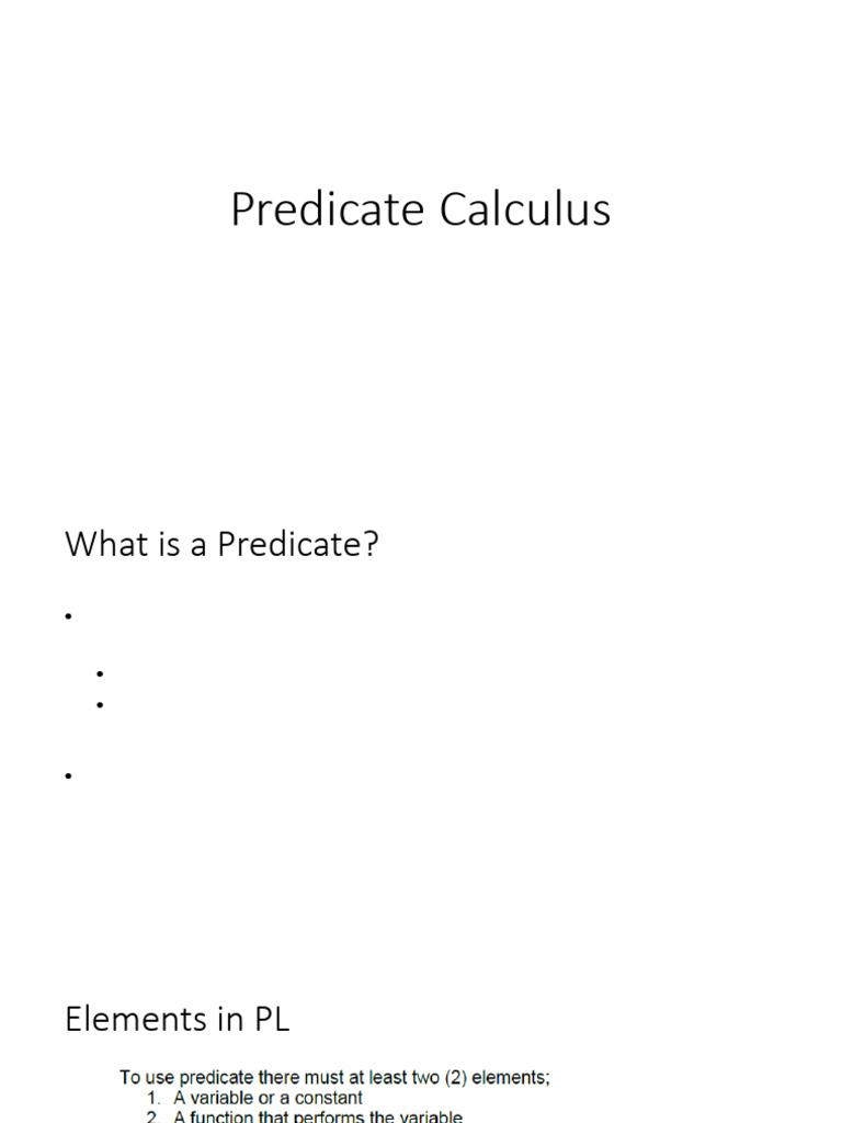 Introduction to Predicate Calculus | PDF