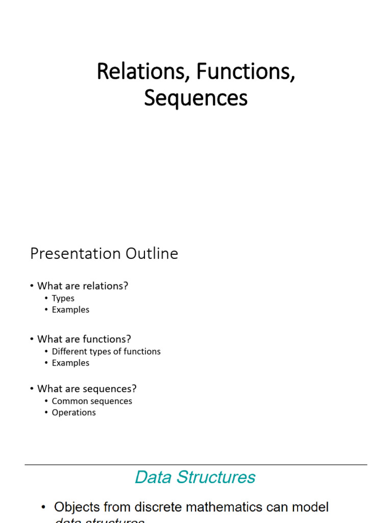 Lecture 5 - Functions, Relations, Sequences | PDF