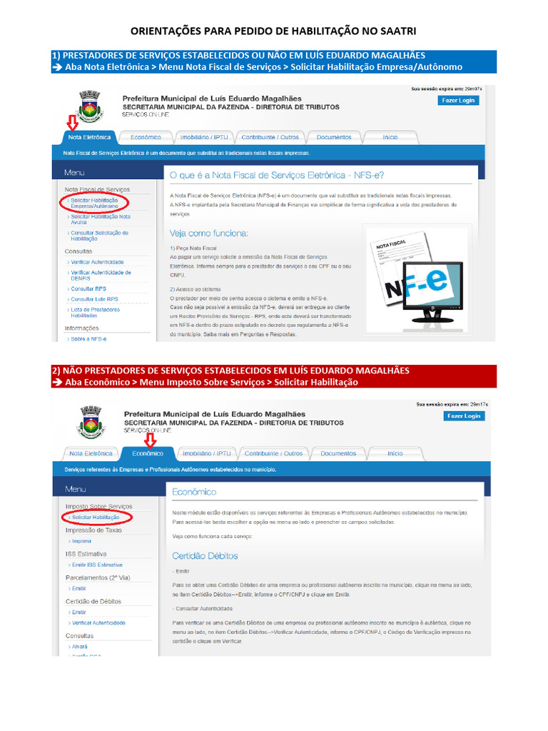 Orientações para Pedido de Habilitação No Saatri | PDF