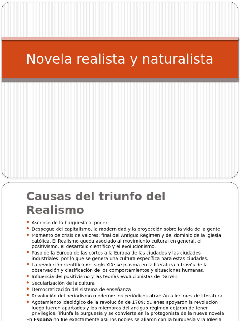 Novela Realista y Naturalista | PDF | Realismo literario | Novelas