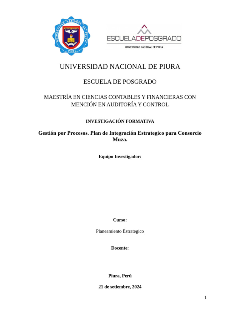 Plan Estratégico para Consorcio Muza | PDF | Calidad (comercial ...