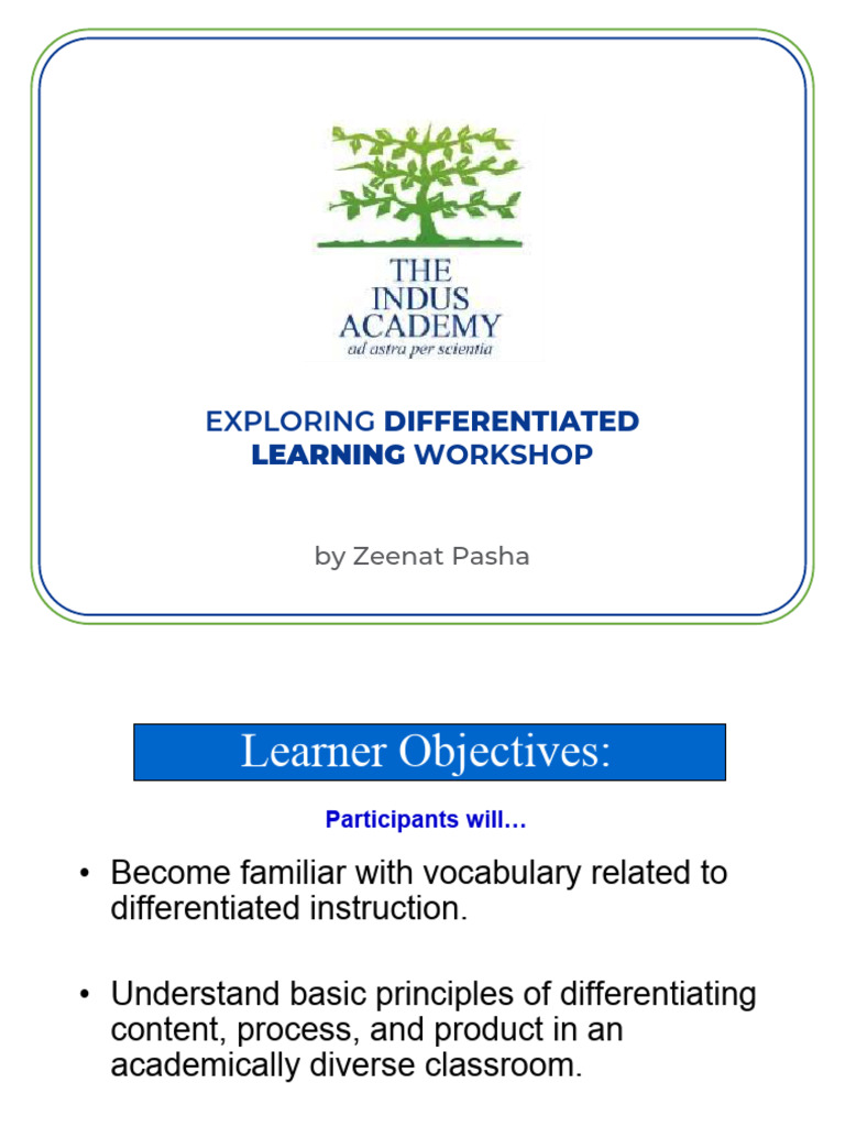Differentiated Learning at The Indus Academy | PDF | Differentiated Instruction | Learning