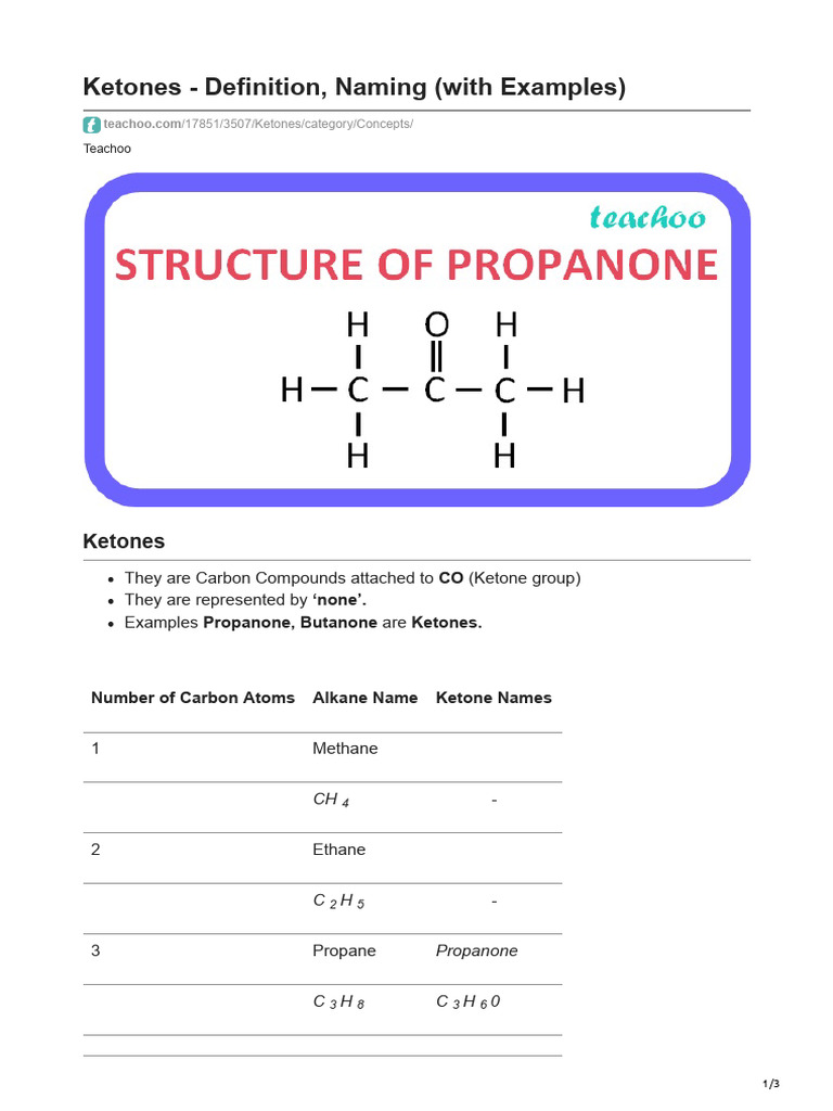 Ketones - Definition Naming With Examples | PDF