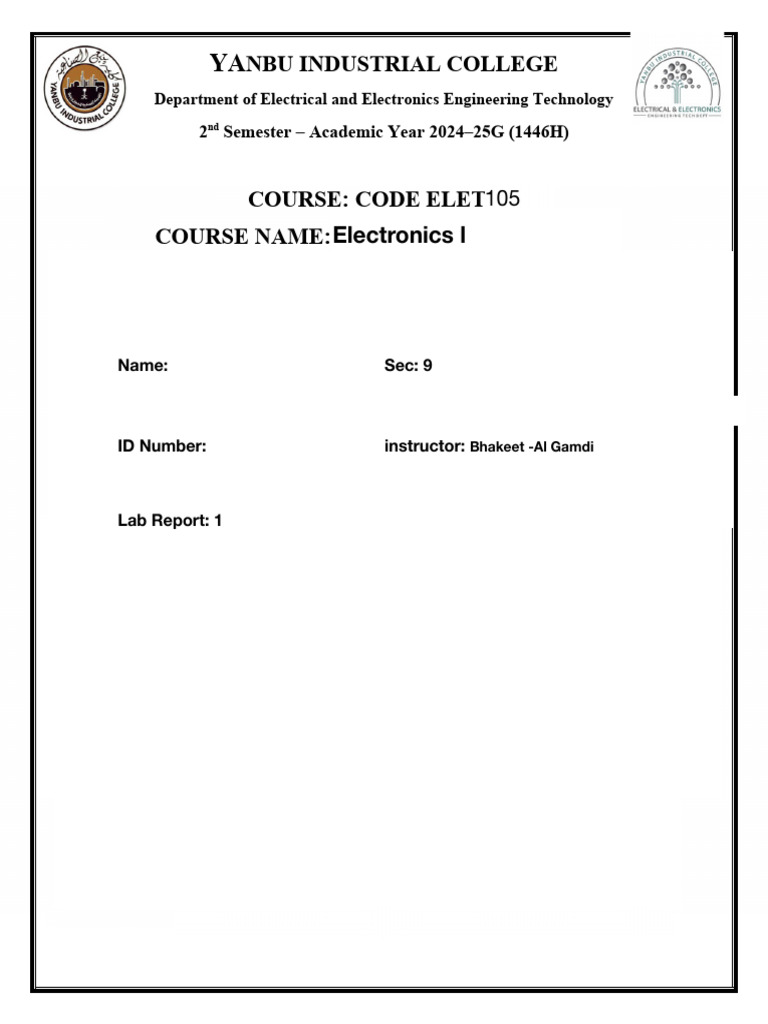 Lab Reports Cover Page 102 - Tagged | PDF