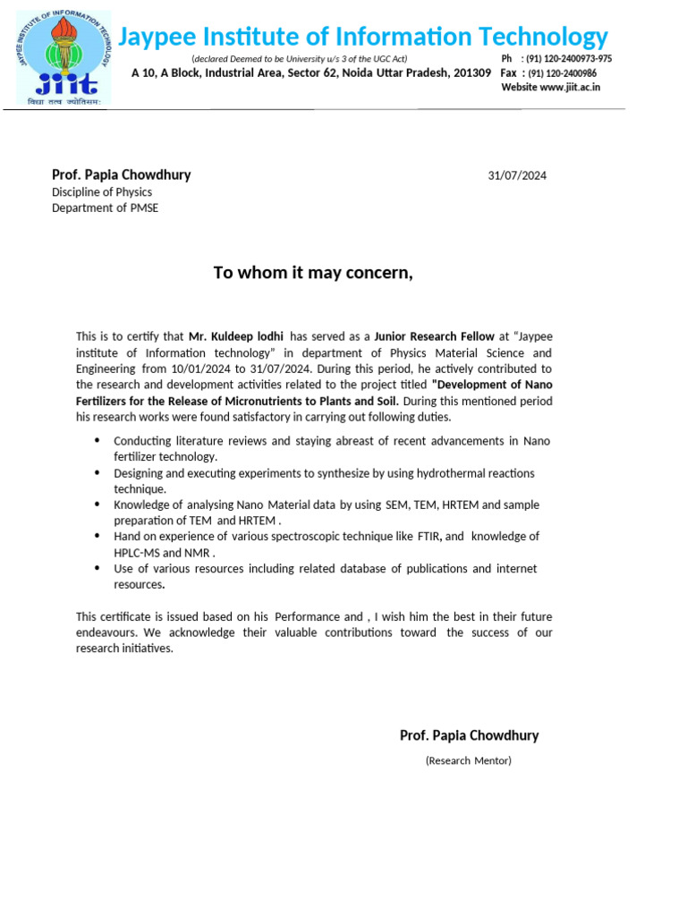 JIIT Certificate 03 | PDF