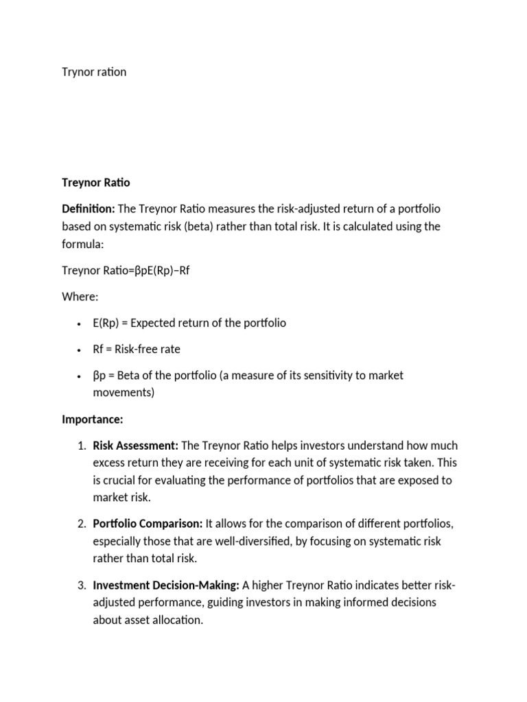 Understanding the Treynor Ratio | PDF