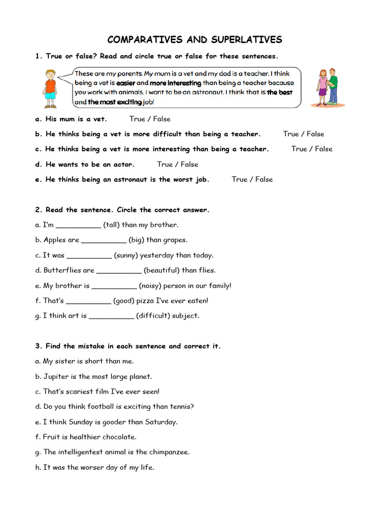 Comparatives and Superlatives Exercises | PDF