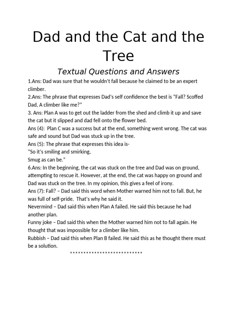 Literature - Dad and the Cat and the Tree | PDF