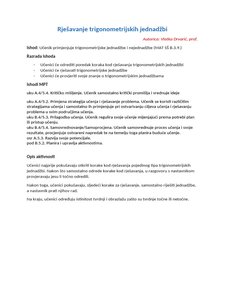 2 +rješavanje+trig +jednadžbi+-+2+aktivnosti+za+samostalan+rad+i+T-N+pitalice+VD | PDF