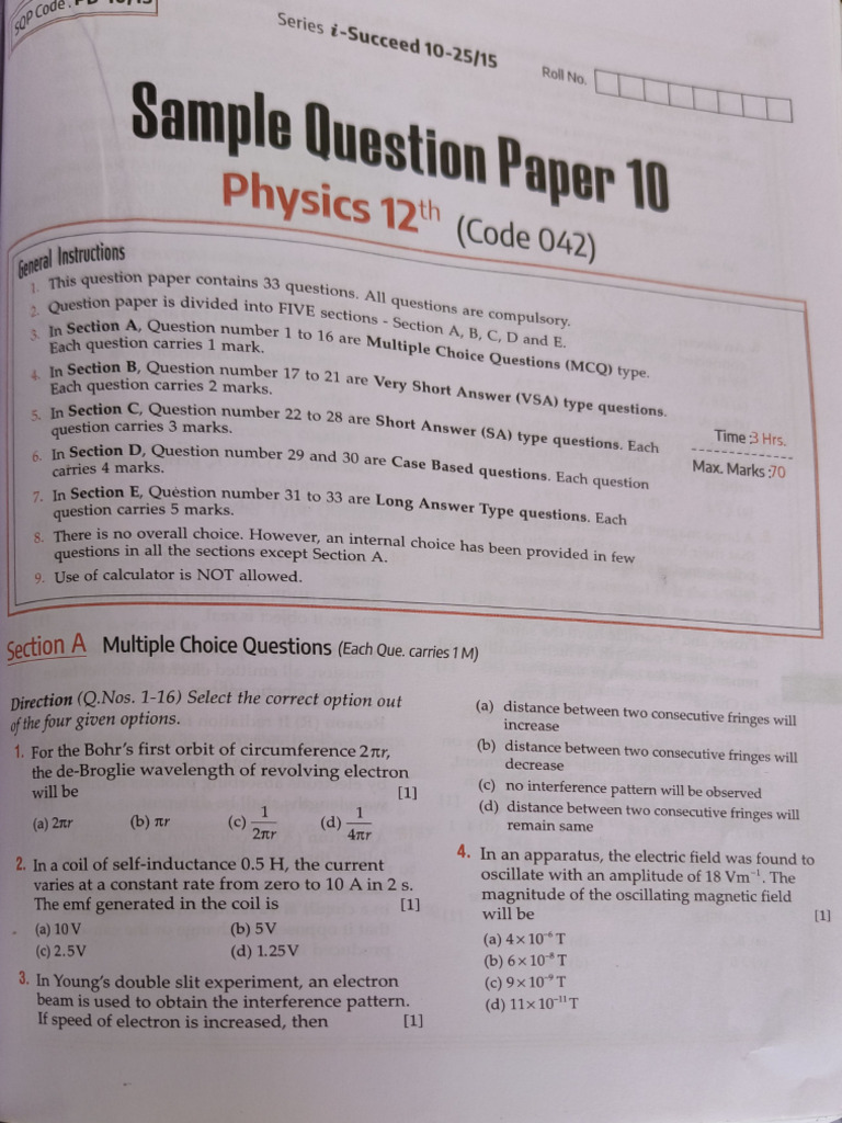 Sample Paper Physics | PDF