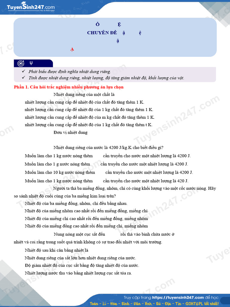 10 BTVN Buoi 5 Nhiet Dung Rieng | PDF