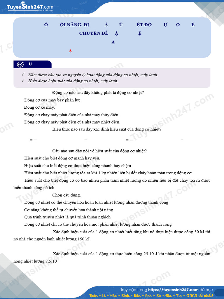 6 BTVN Buoi 3 Noi Nang Dinh Luat I Cua Nhiet Dong Luc Hoc Tiet 2 | PDF