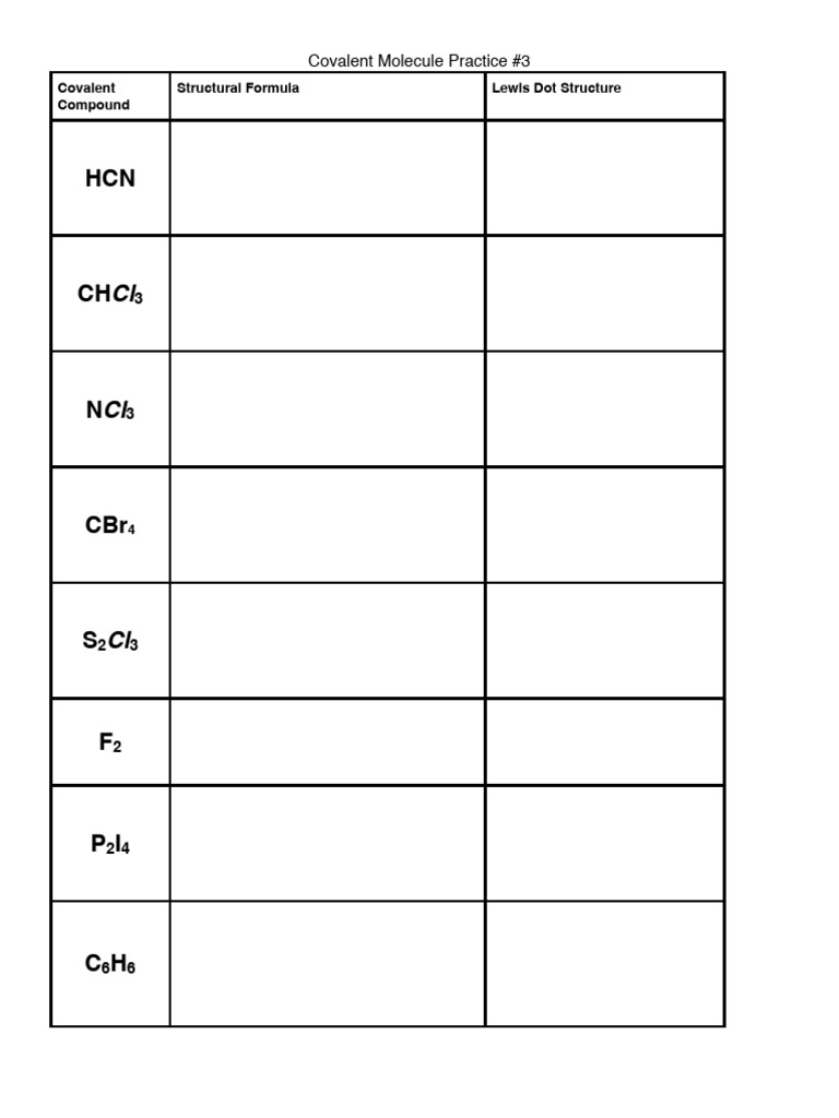Covalent Molecule Practice 3 | PDF
