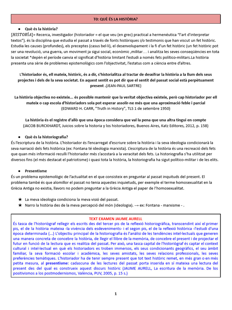 Apunts T0 Què És La Història | PDF