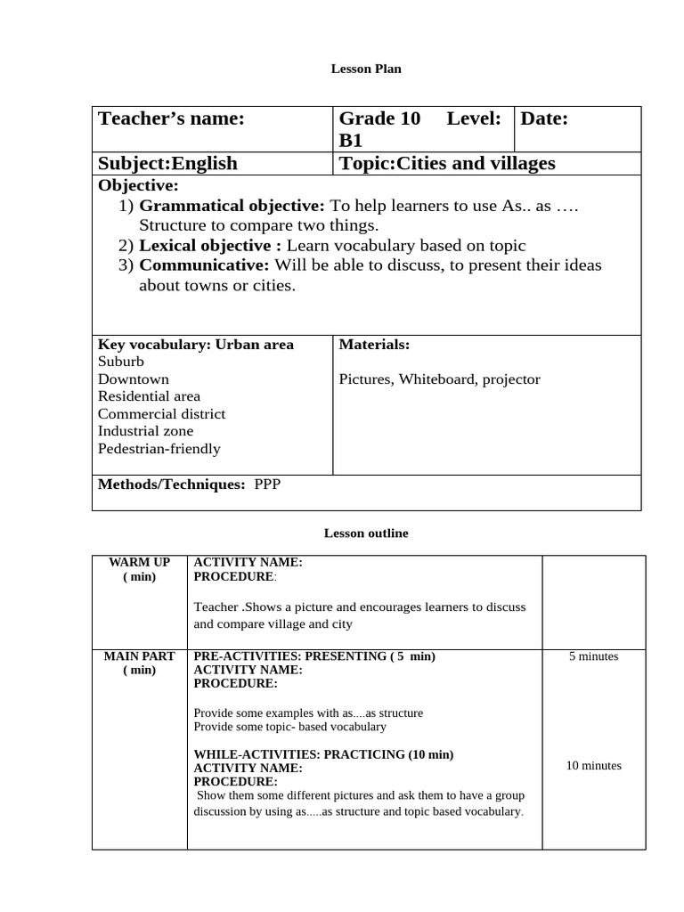Lesson Plan | PDF | Lesson Plan | Vocabulary