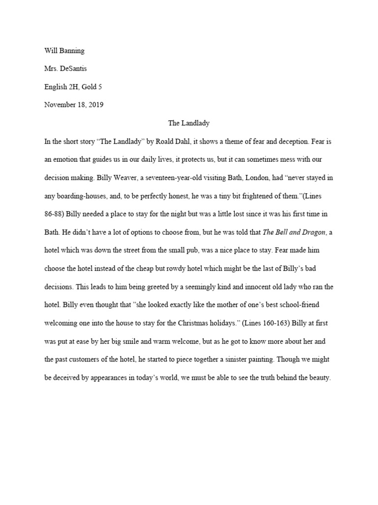 CDW Short Story Landlady | PDF