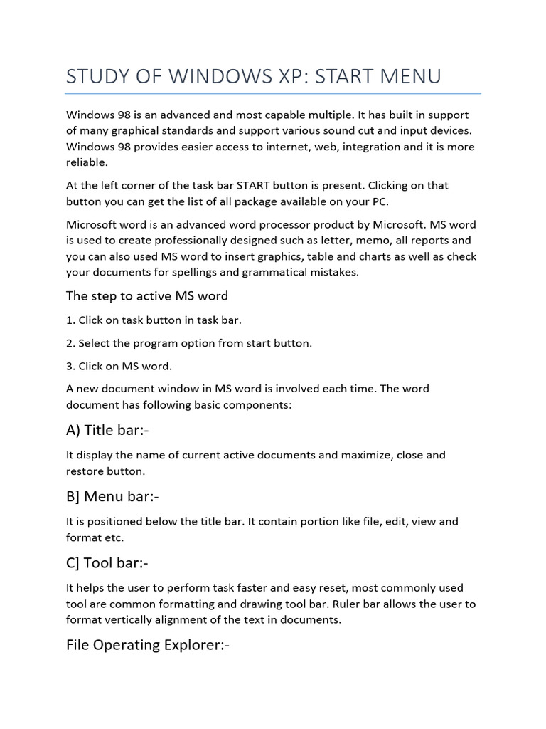 Study of Windows XP | PDF