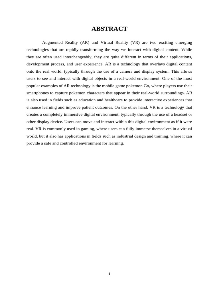 AR & VR: Transforming Digital Interaction | PDF | Augmented Reality | Human–Computer Interaction