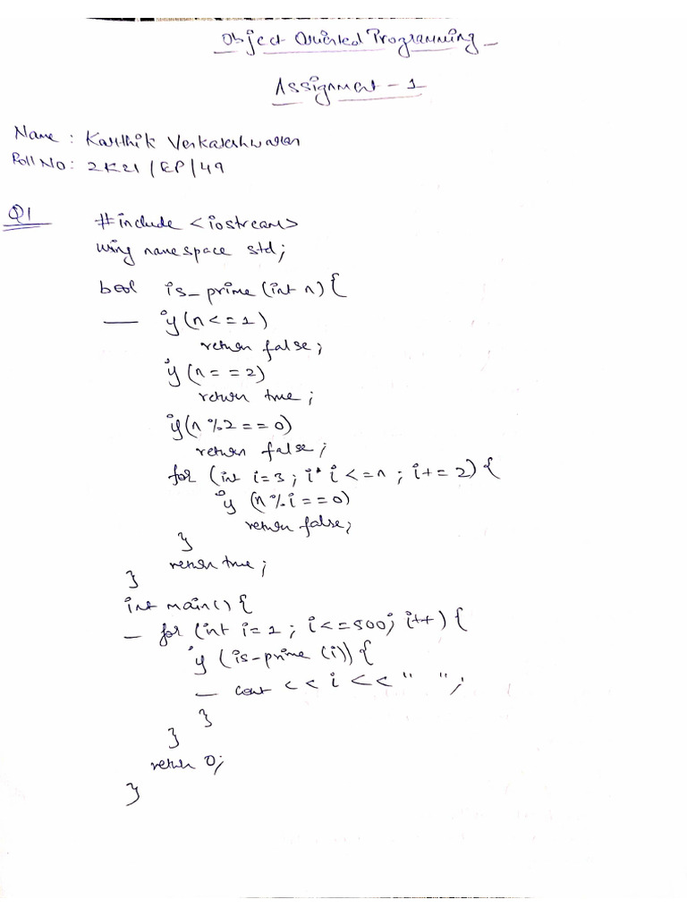 OOPS Assignment 1 | PDF