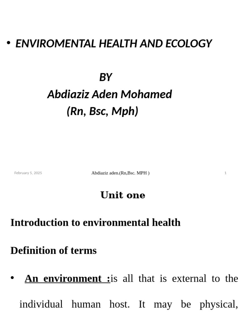 Environmental Health Basics | PDF | Hygiene | Sanitation